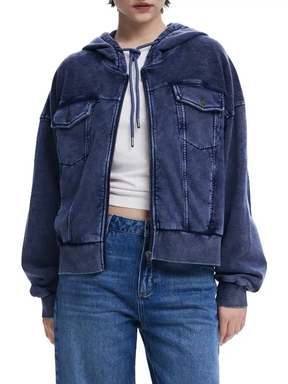 Desigual Front-zip Hoodie - Dark Blue