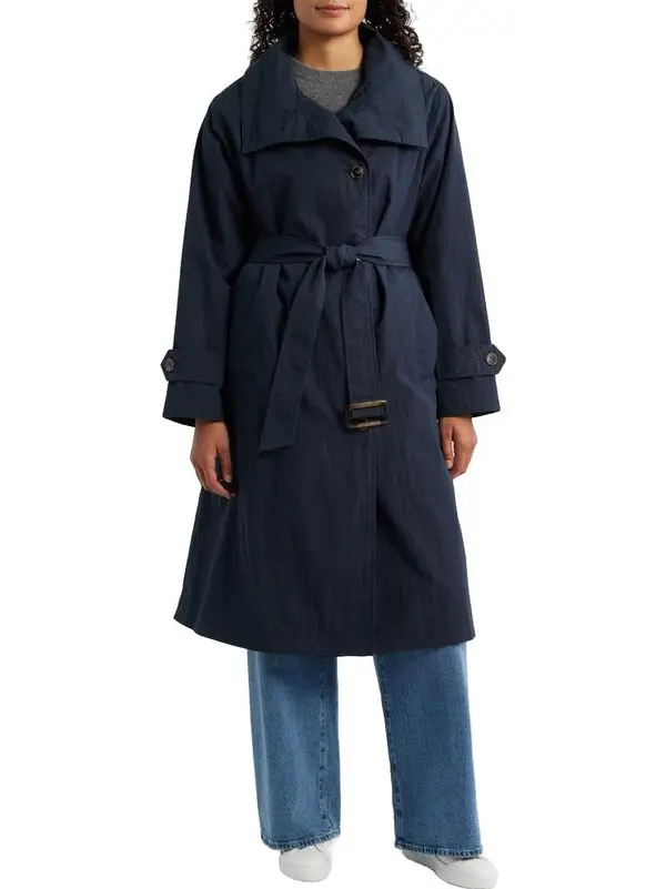 Bernardo Cotton Blend Trench Coat - Navy