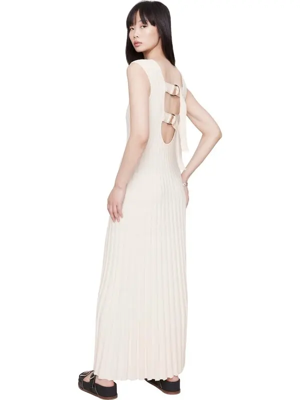Banana Republic Sculpted Ribbed Backless Maxi Dress - Iced Vanilla Ivory