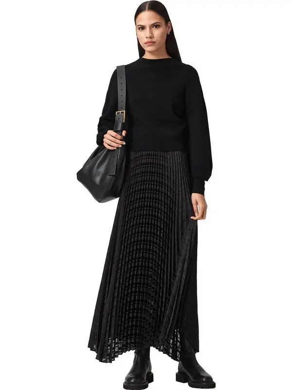 ALLSAINTS Sinead 2-in-1 Pleated Dress - Black