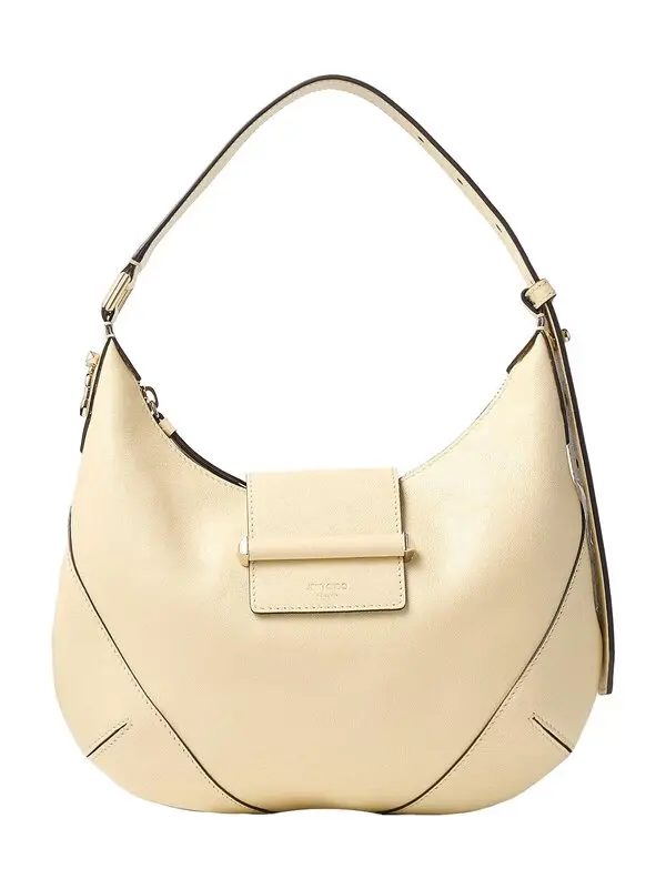 JIMMY CHOO Biker Leather Hobo Bag - Buttermilk/shiny Gold