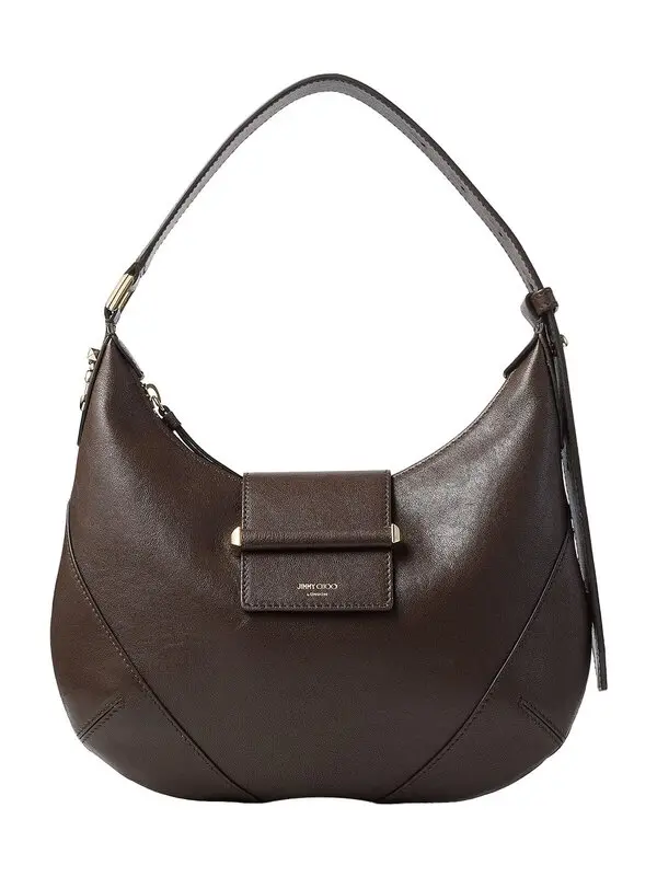 JIMMY CHOO Bar Small Hobo Bag - Chocolate/shiny Gold