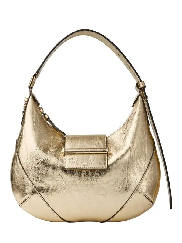 JIMMY CHOO Bar Hobo Small Vintage Metallic Leather Shoulder Bag - Gold/shiny Gold