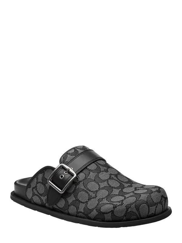 COACH Signature Jacquard Buckle Clogs - Graphite/black
