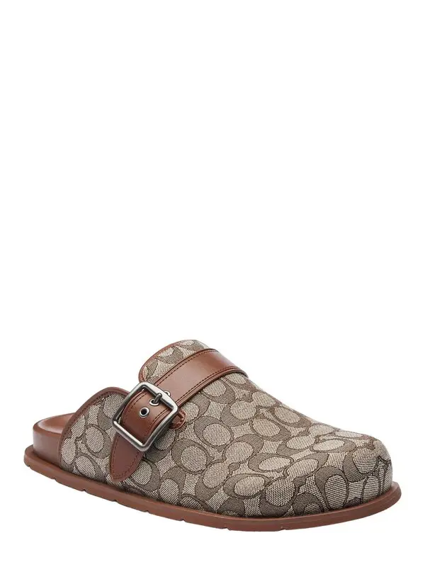 COACH Signature Jacquard Buckle Clogs - Oak/vintage Brown