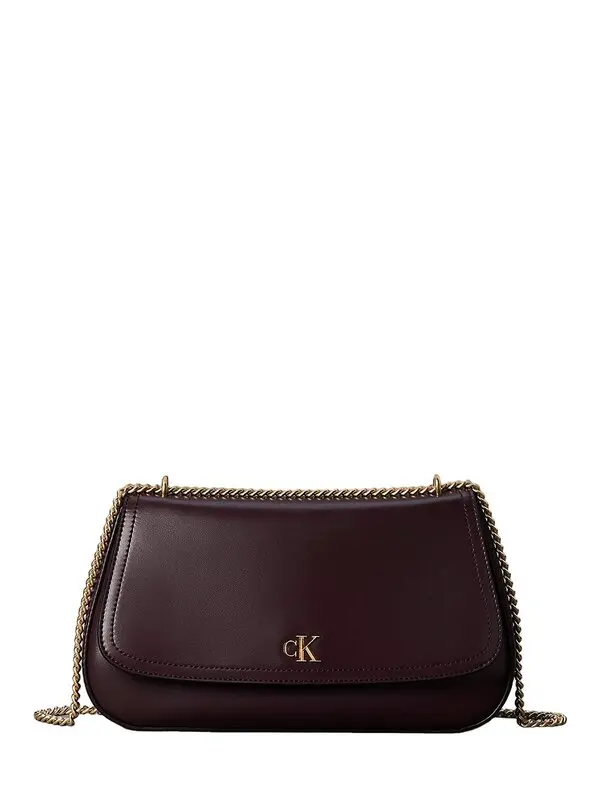 Calvin Klein Monogram Hardware Chain Shoulder Bag - Fudge