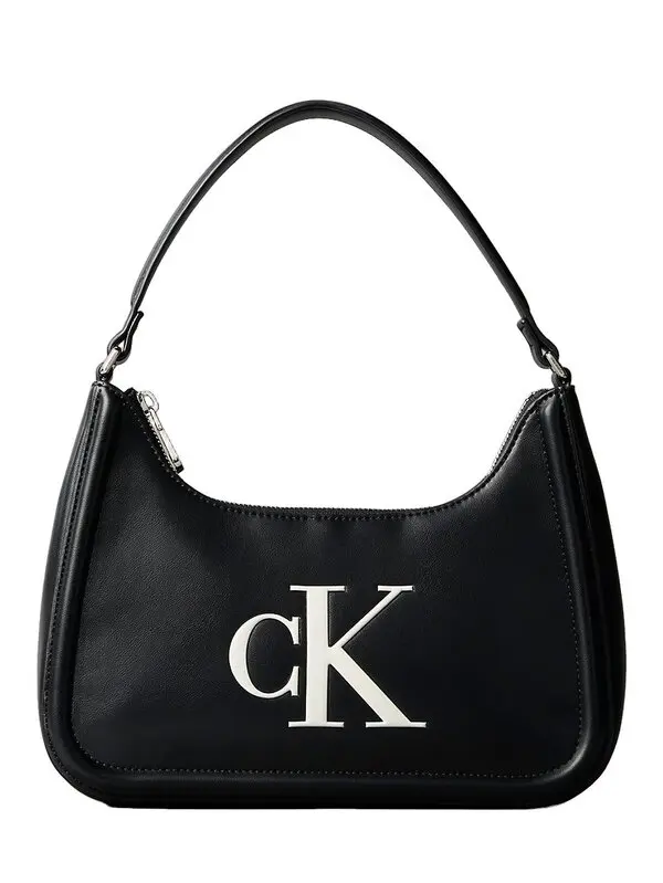 Calvin Klein Embossed Monogram Shoulder Bag - Black/white