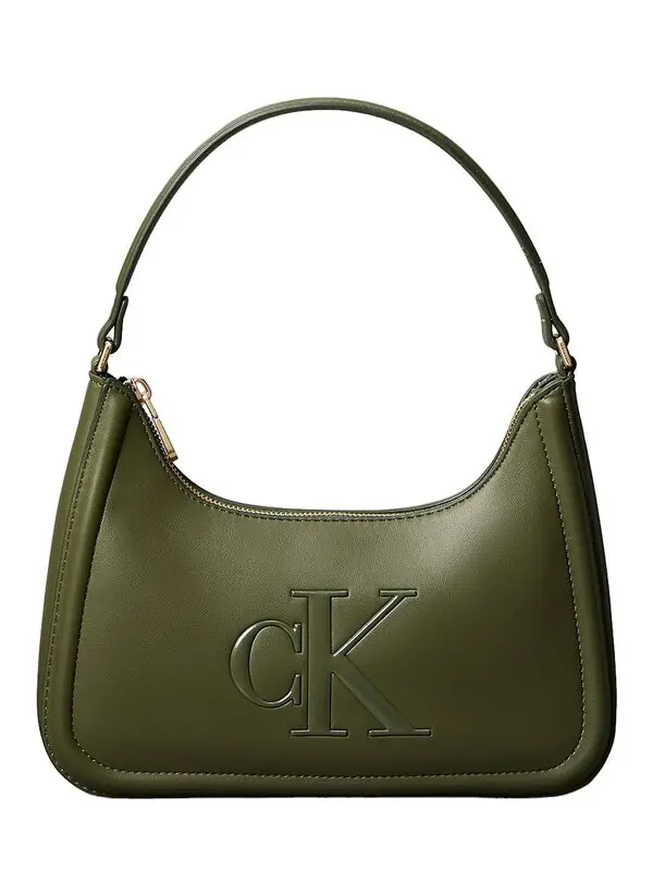 Calvin Klein Embossed Monogram Shoulder Bag - Cypress
