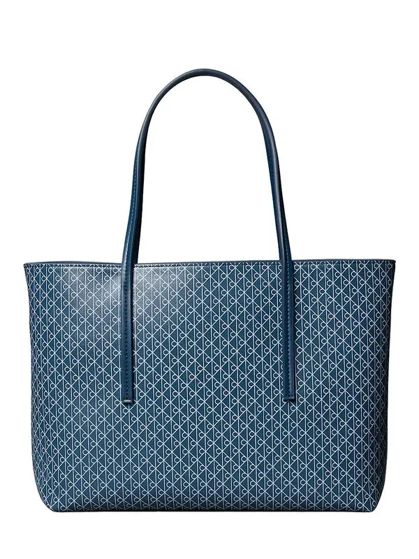 Calvin Klein Allover Emblem Logo Small Tote Bag With Pouch - Key Largo Aop