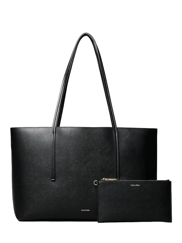 Calvin Klein Foil Logo Tote - Black/toasted Coconut
