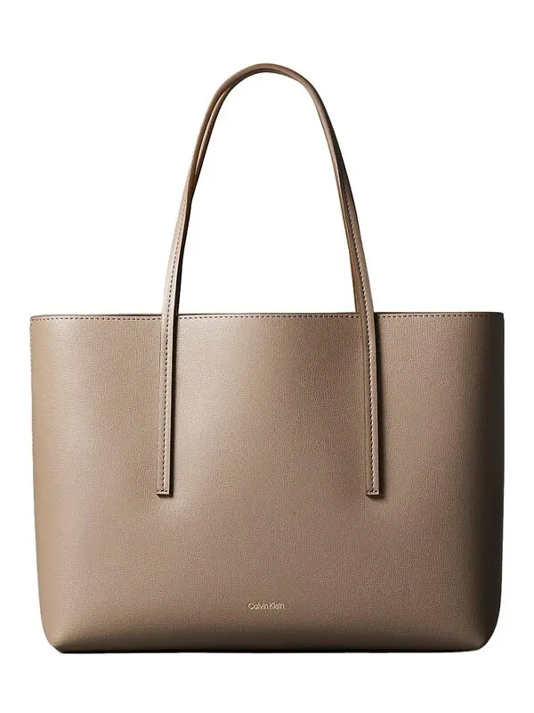 Calvin Klein Foil Logo Tote Bag With Pouch - Desert Taupe