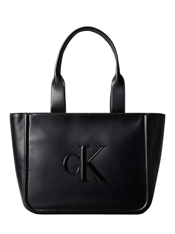 Calvin Klein Embossed Monogram Tote Bag - Black