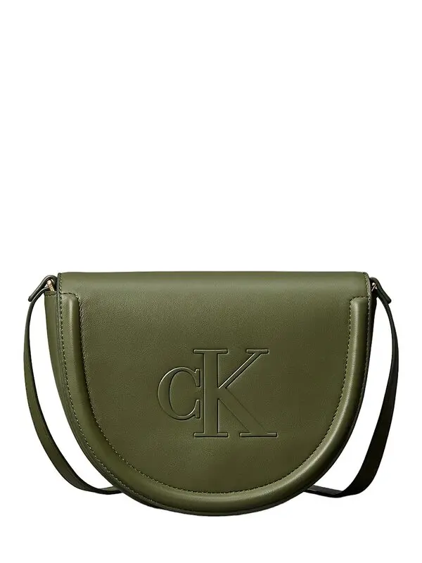 Calvin Klein Embossed Monogram Saddle Bag - Cypress