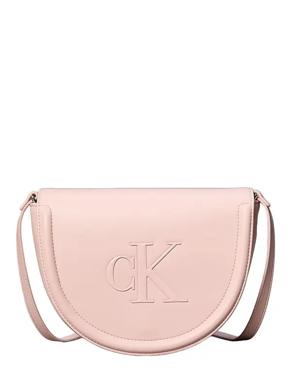 Calvin Klein Embossed Monogram Saddle Bag - Pale Conch