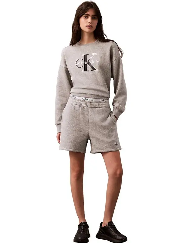 Calvin Klein Monogram Logo Fleece Shorts - Heroic Grey Heather