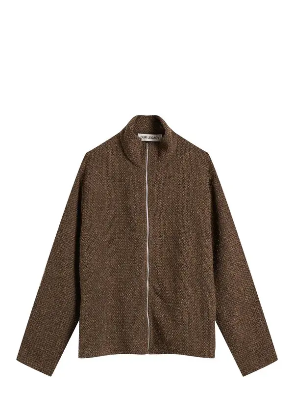 Our Legacy Shrunken Full Zip Polo - Brown Sparse Buckle Weave