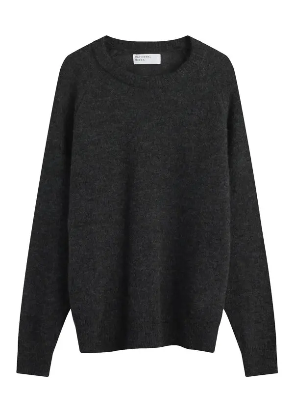 Universal Works Alpaca Lyon Crew Neck Jumper - Charcoal