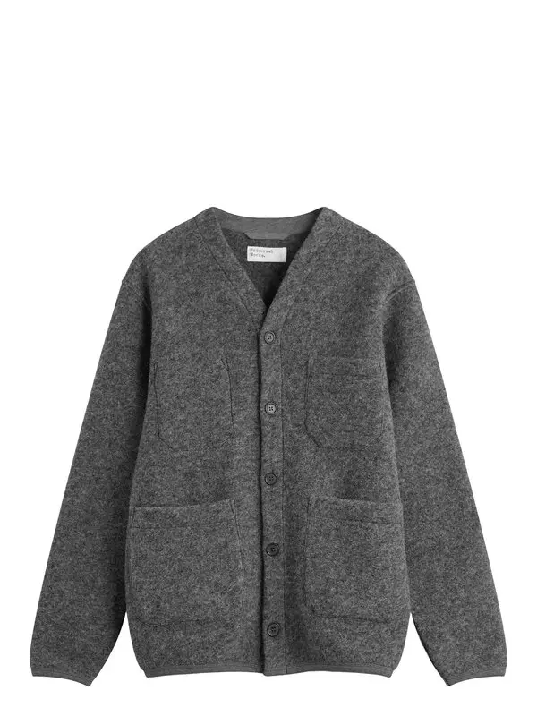 Universal Works Wool Fleece Cardigan - Grey Marl