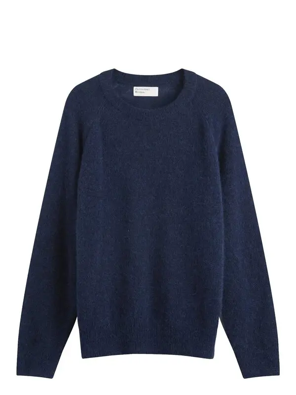 Universal Works Alpaca Lyon Crew Neck Jumper - Navy