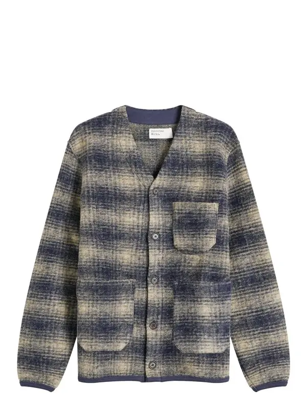 Universal Works Uist Fleece Cardigan - Navy