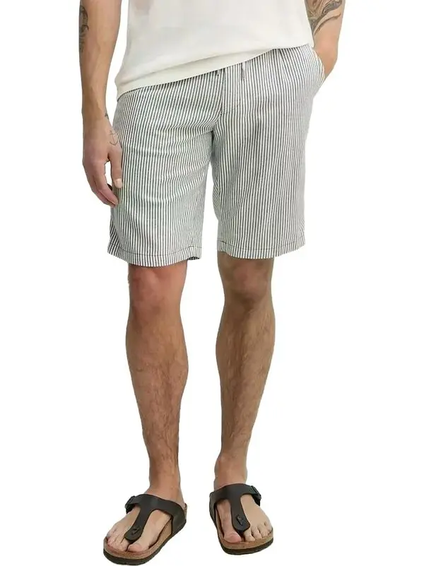 JOOP! Striped Cotton-linen Blend Shorts - Blue