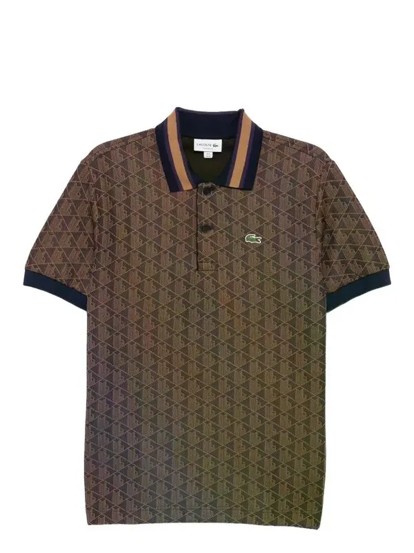 Lacoste Monogram-jacquard Polo Shirt - Brown