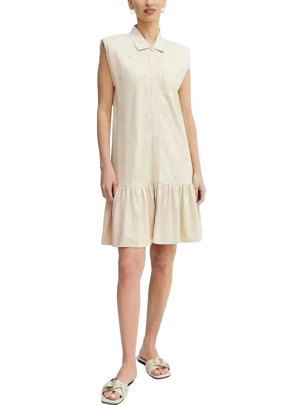 Liu Jo Embellished Ruffled-hem Mini Dress - Neutrals