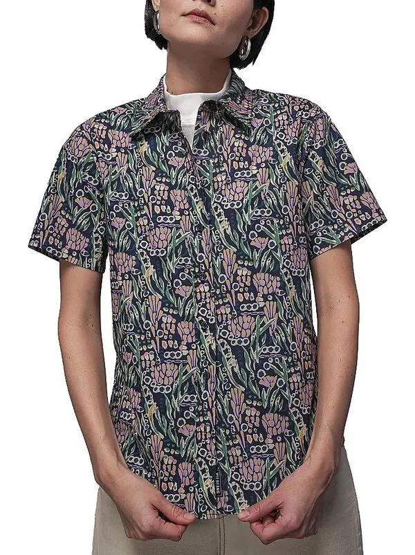 WILDFANG Essential Button-up Shirt - Flowerbed Navy