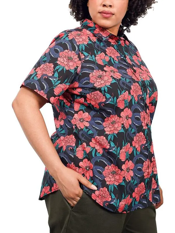 WILDFANG Essential Button-up Shirt - Garden Snake Watermelon