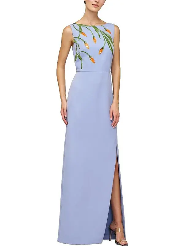 KAY UNGER Ira Embellished Column Gown - Blue