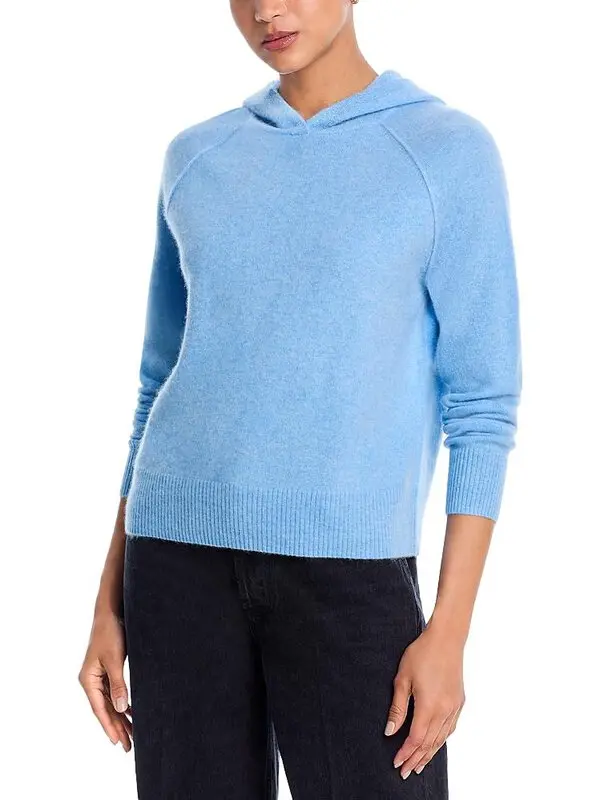 Aqua 100% Cashmere Super Brushed Hoodie - Heather Blue