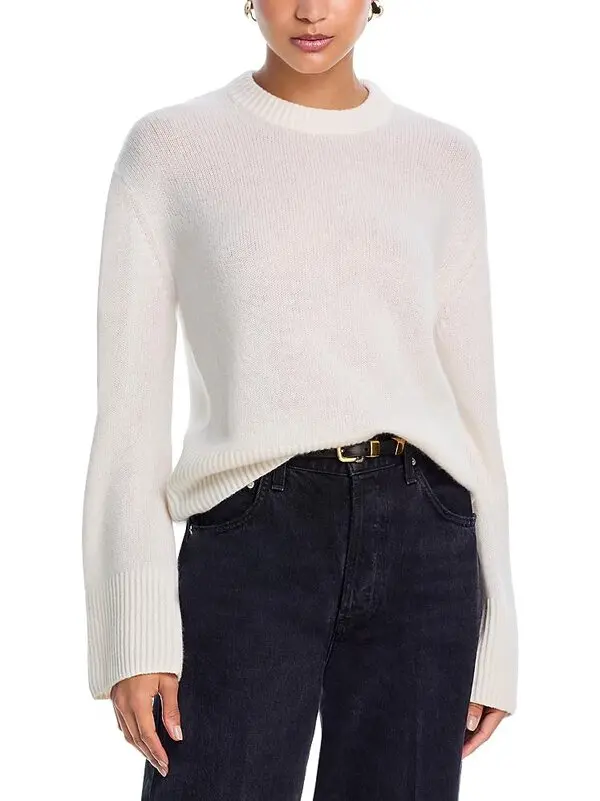 Aqua 100% Cashmere Crewneck Sweater - Ivory