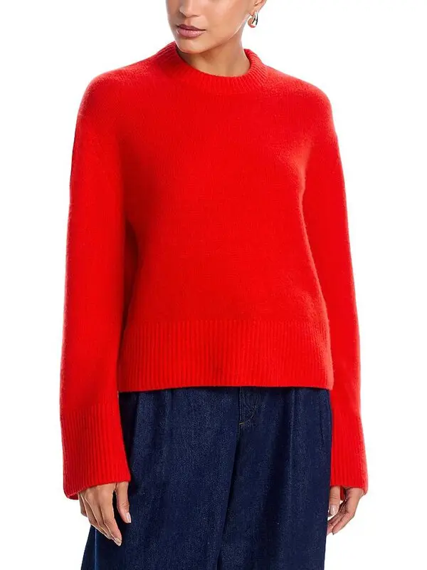 Aqua 100% Cashmere Crewneck Sweater - Paprika