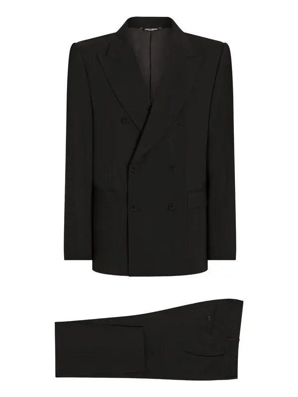Dolce & Gabbana Double-breasted Stretch Wool Sicilia-fit Suit - Black