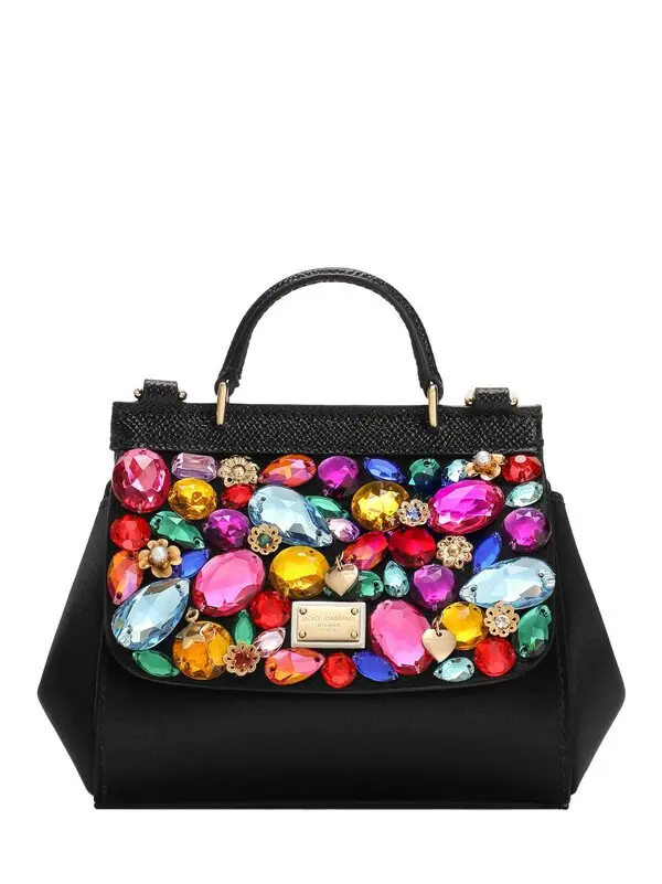 Dolce & Gabbana Satin And Dauphine Calfskin Mini Sicily Bag - Black