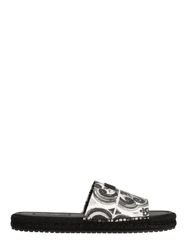 Dolce & Gabbana Shell-print Canvas Espadrille Sandal - Multicolor