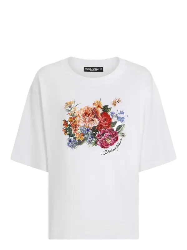 Dolce & Gabbana Flower-print Short-sleeved T-shirt - White