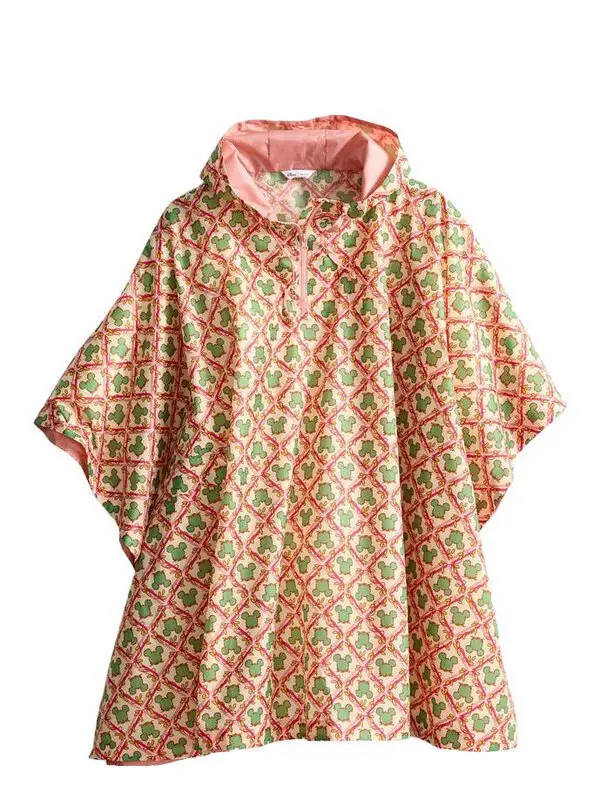 VERA BRADLEY Disney Mickey Trellis Rain Poncho - Green/pink