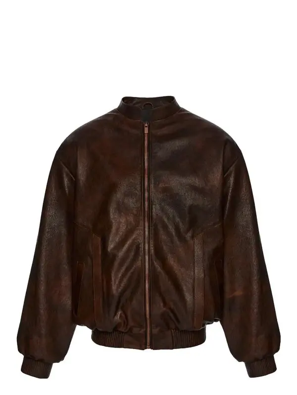 Magda Butrym Leather Bomber Jacket - Brown
