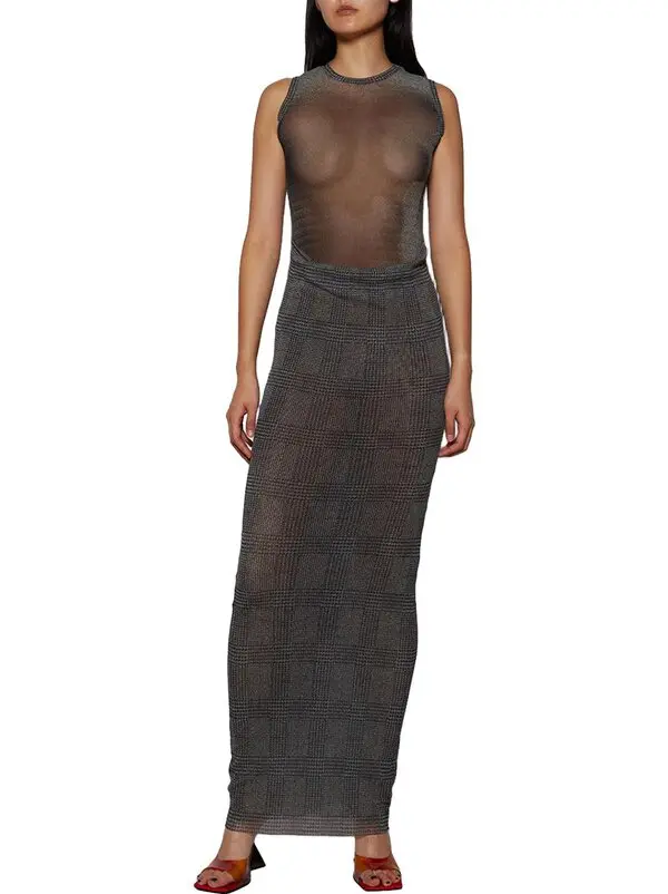 Jean Paul Gaultier Printed Mesh Long Dress - Grey