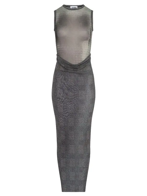 JEAN PAUL GAULTIER Printed Mesh Long Dress - Grey