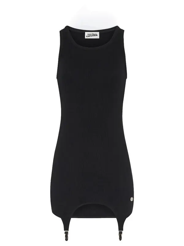 JEAN PAUL GAULTIER Ribbed Mini Dress With Garter Detail - Black