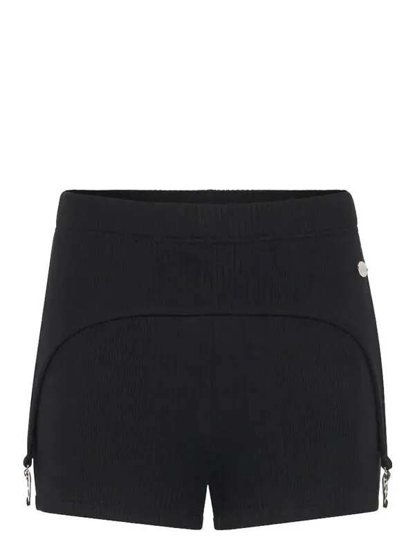 Jean Paul Gaultier Ribbed Mini Shorts With Garter Detail - Black