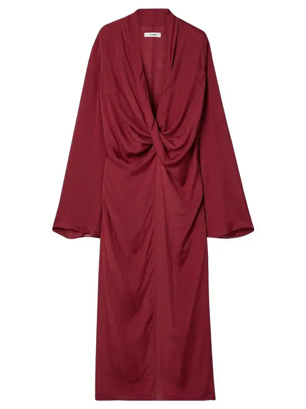 INTERIOR The Desma Twist-front Silk Maxi Dress - Burgundy