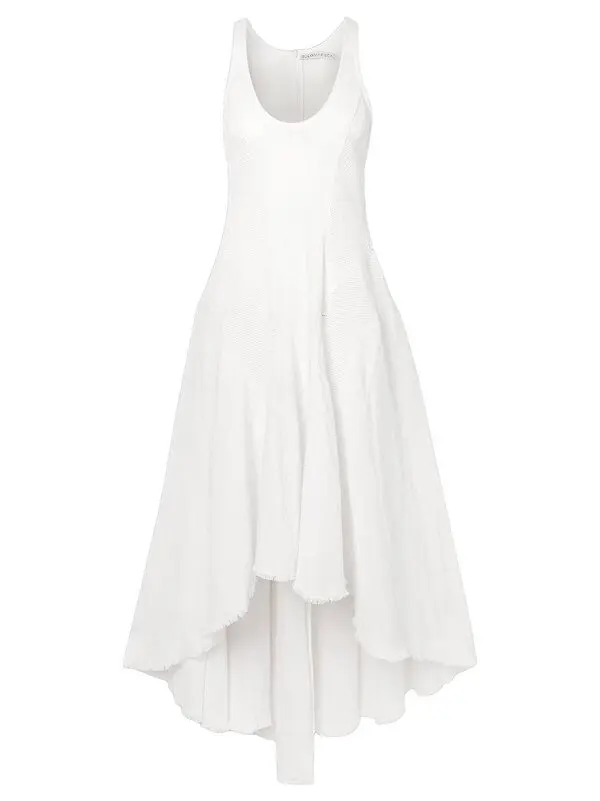 Rue Mariscal Fringed Asymmetric Midi Dress - White