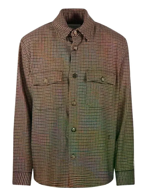 Saint Laurent Houndstooth-pattern Polo Shirt - Brown