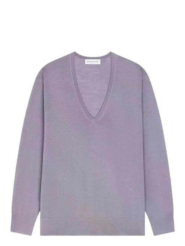 Dries Van Noten V-neck Merino Wool Sweater - Purple