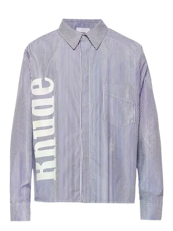 Rhude Stripe-pattern Logo-print Shirt - Blue