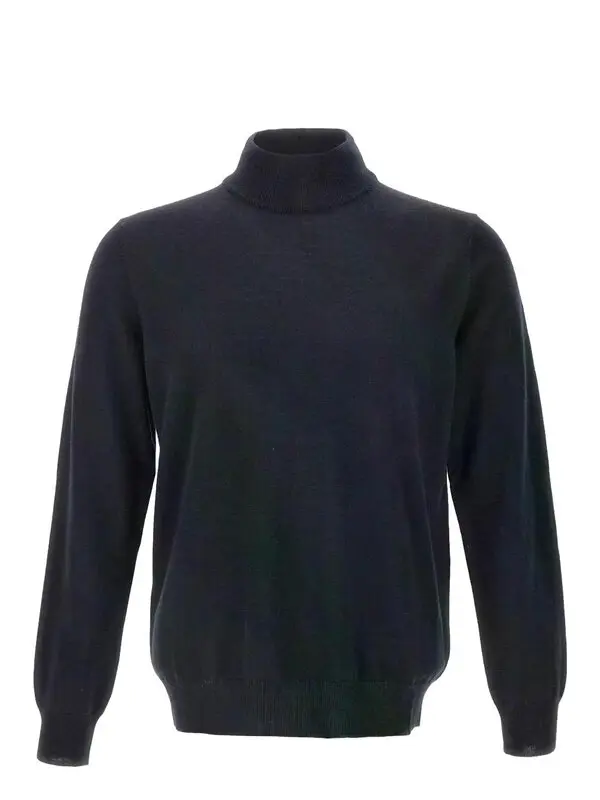KANGRA Mock-neck Wool Sweater - Blue