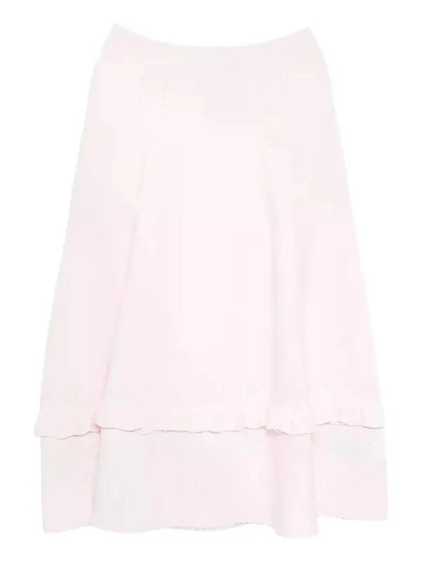 NEEDLE & THREAD Pointelle-trim Knitted Skirt - Pink
